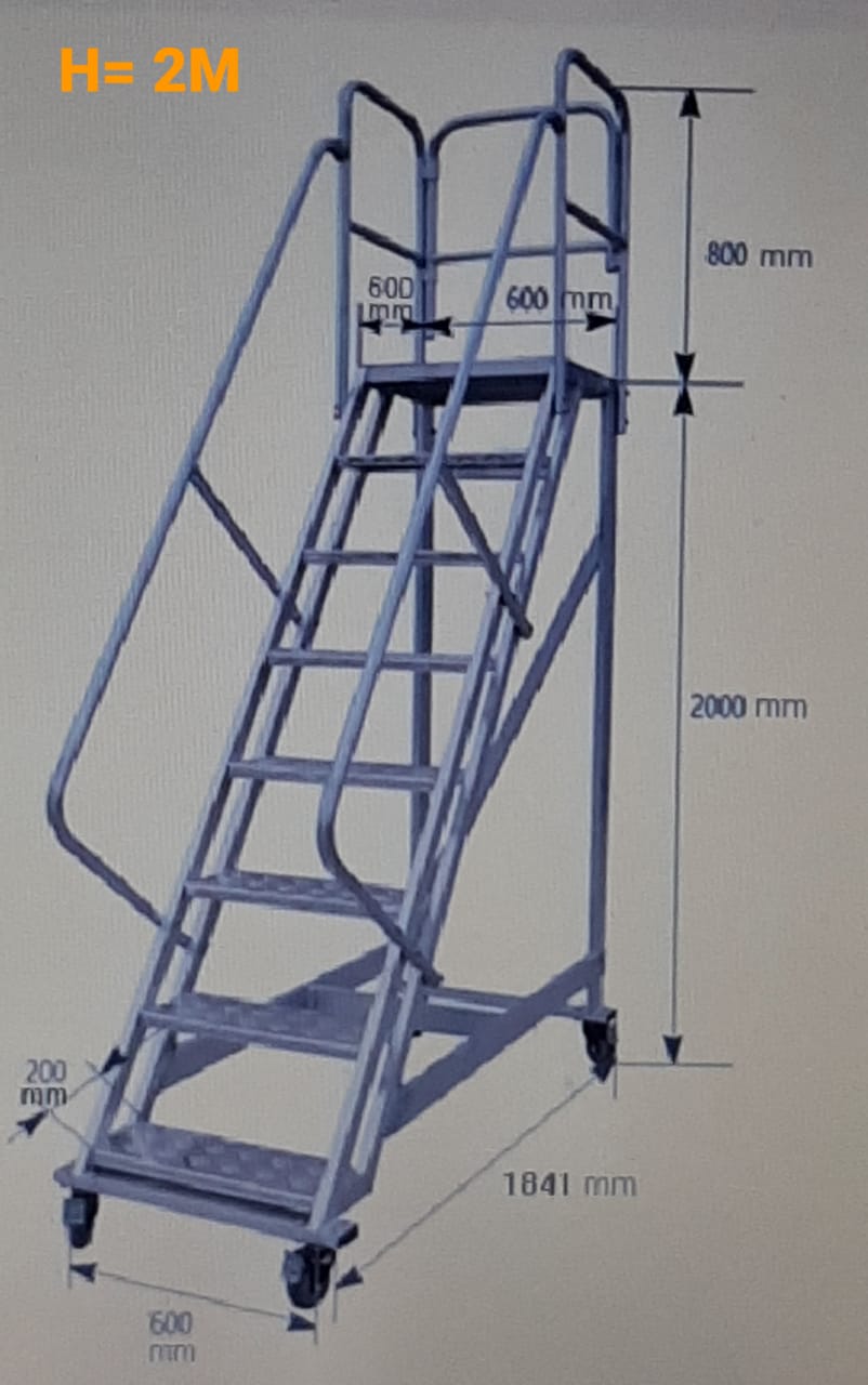 Tangga Dorong Gudang Rolling Ladders Mobile stairs 2 Aluminium - Tempat ...